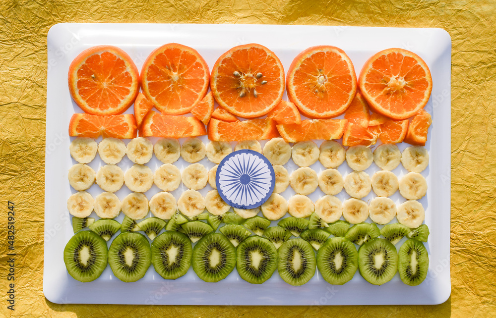 Concept for Indian Independence day and republic day with fruits food ...