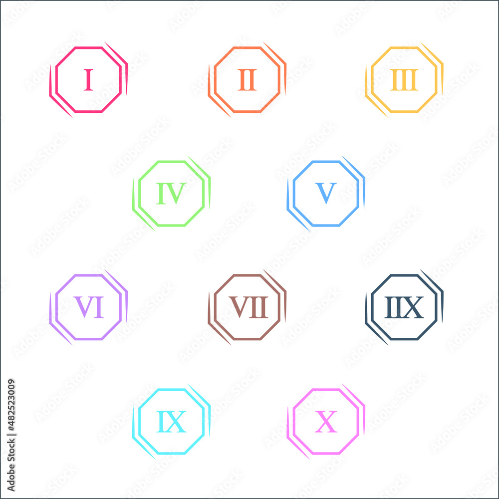 Colorful info-graphic roman numbers can be use to create presentation ...