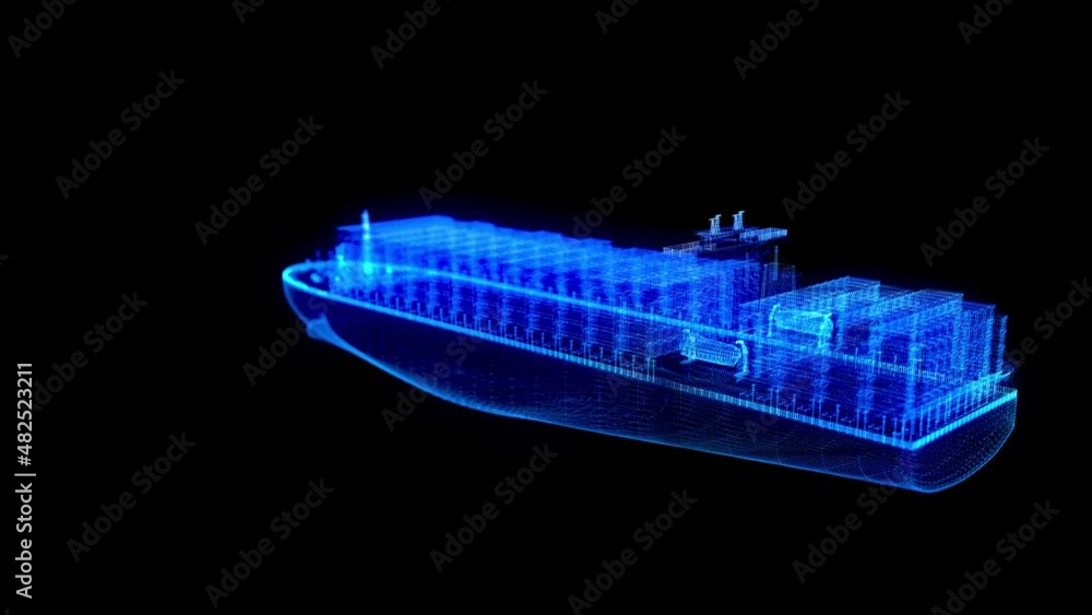 Aerial top view container ship full load container for logistics import ...