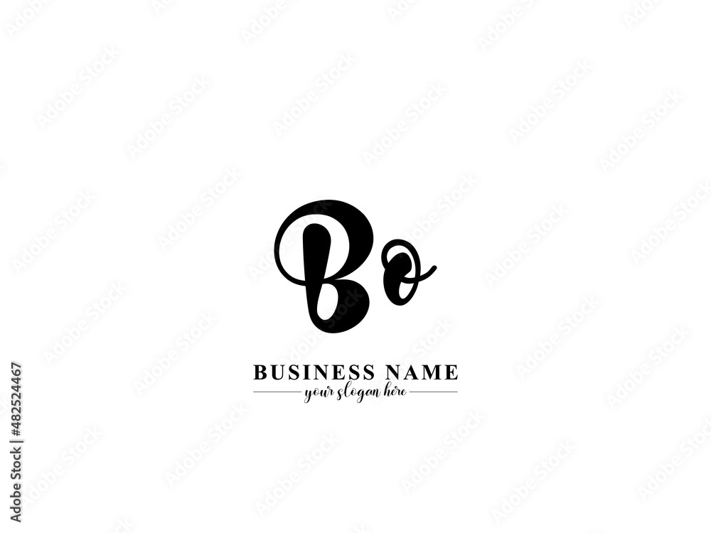 Signature BO Logo Icon, Initial Cute Baby bo Logo Design for funny baby ...