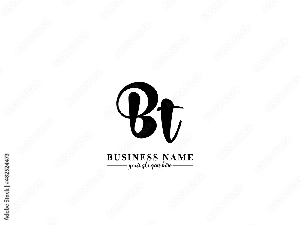 Signature BT Logo Icon, Initial Cute Baby bt Logo Design for funny baby ...