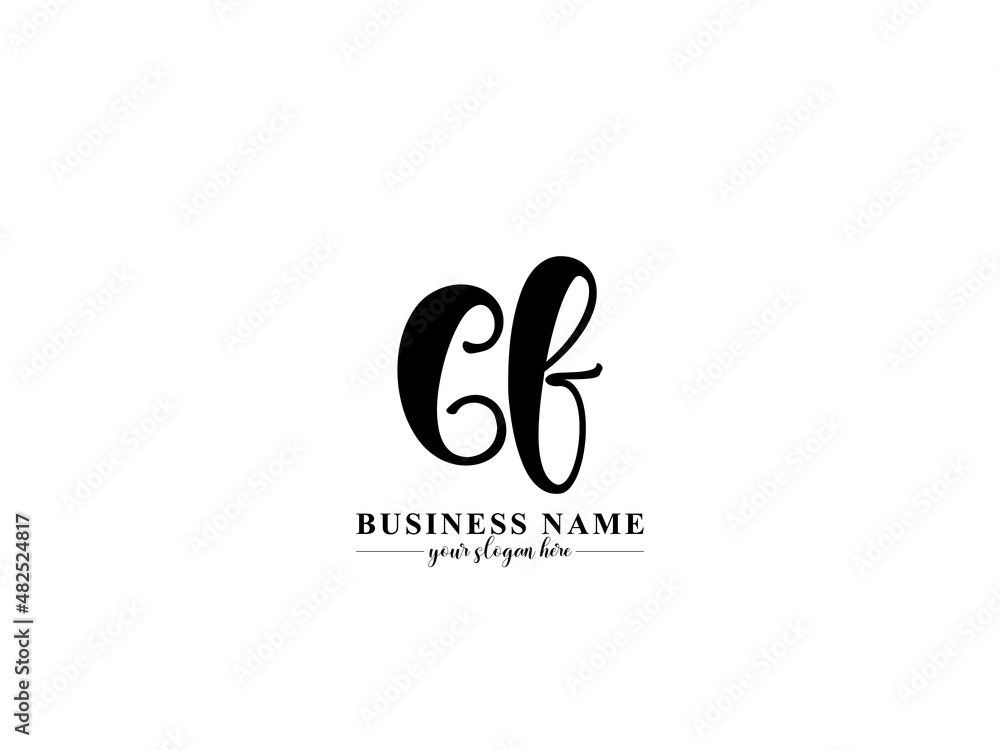 Signature Letter CF Logo, Cute Baby cf Logo Icon Vector Image Design ...
