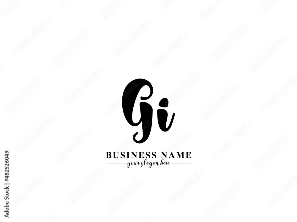 GI initial letter signature logo, monogram Gi Handwriting letter logo ...