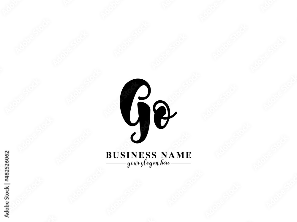 Go initial letter signature logo, monogram Go Handwriting letter logo ...