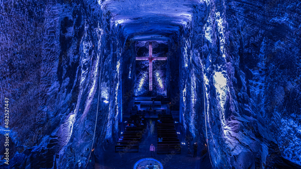 Architectural detail of the Salt Cathedral of Zipaquirá, an underground ...