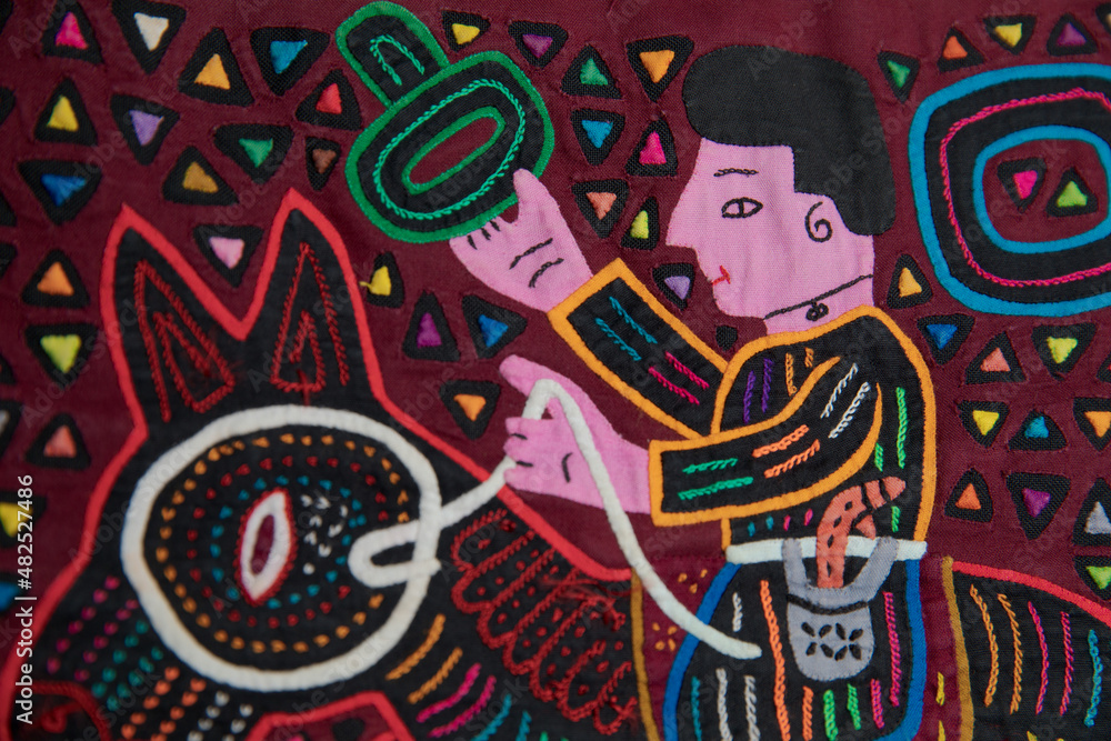 Mola Guna design of an Indigenous woman from Guna Yala Panama Stock ...