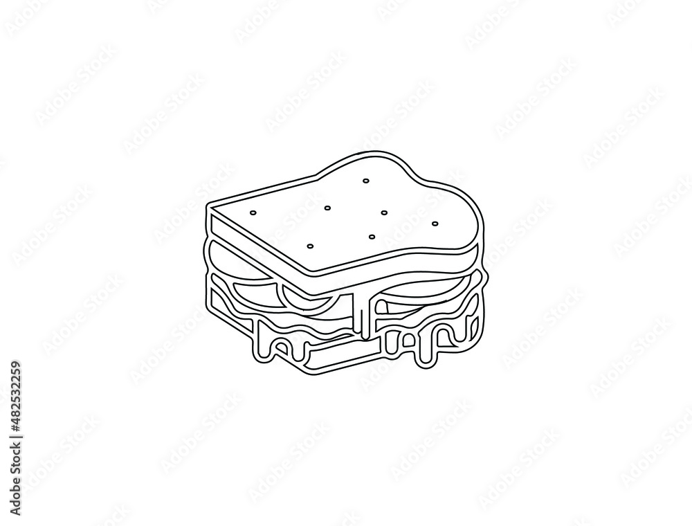 sandwich line art vector illustration Stock Vector | Adobe Stock