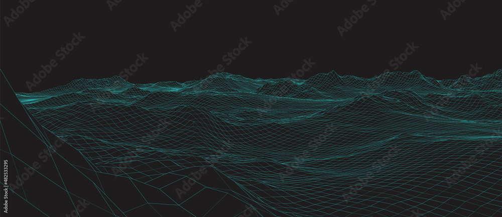 3D rendered illustration of terrain wireframe mesh Stock Vector | Adobe ...