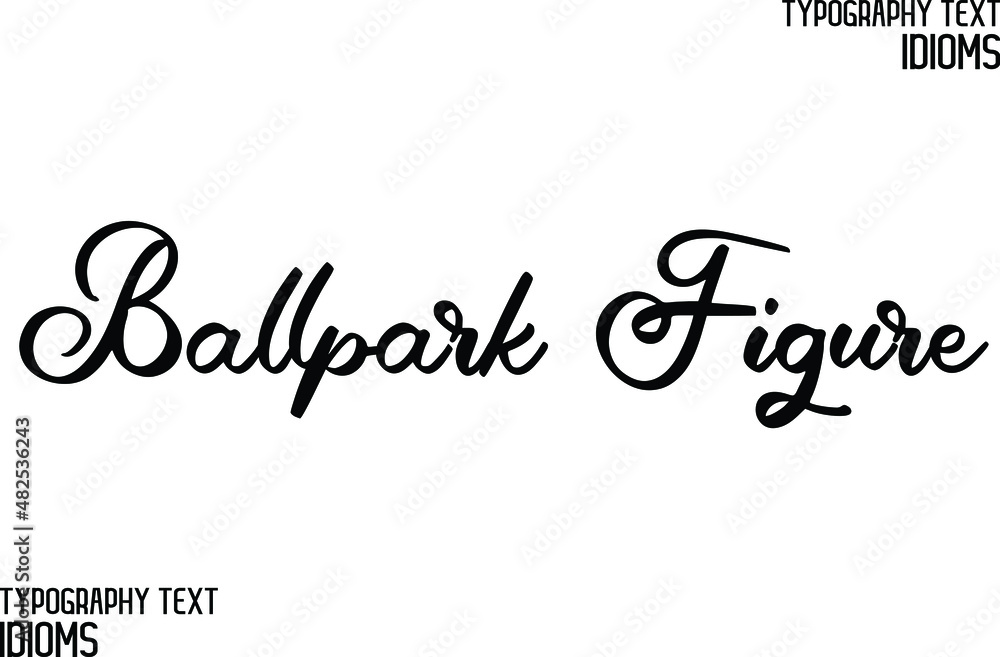 Ballpark Figure Cursive Lettering Calligraphy Text idiom Stock Vector ...