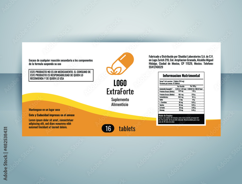 supplement label design template editable vector illustration Stock ...