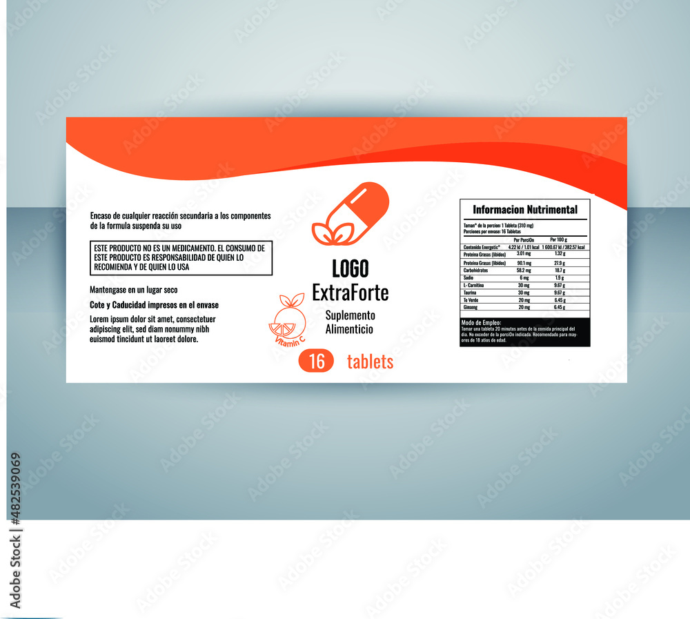 supplement label design template editable vector illustration Stock ...