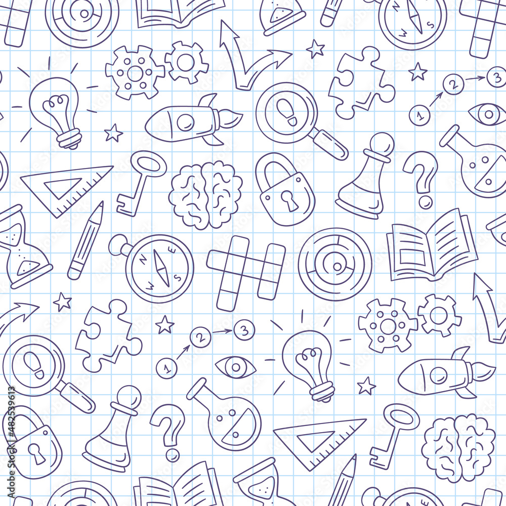 Puzzle and riddles. Hand drawn seamless pattern with crossword puzzle ...