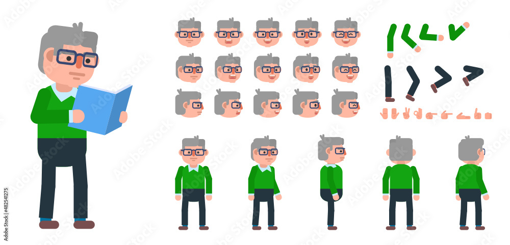 Old man creation kit. Create your own pose, action, animation. Modern ...