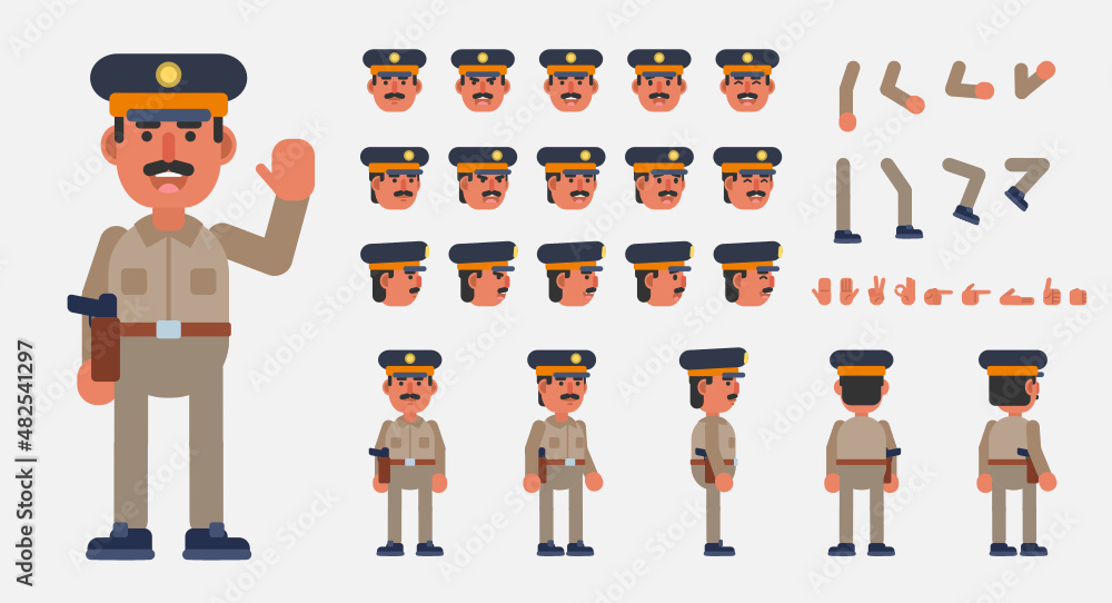 Policeman, police officer creation kit. Create your own action, pose ...