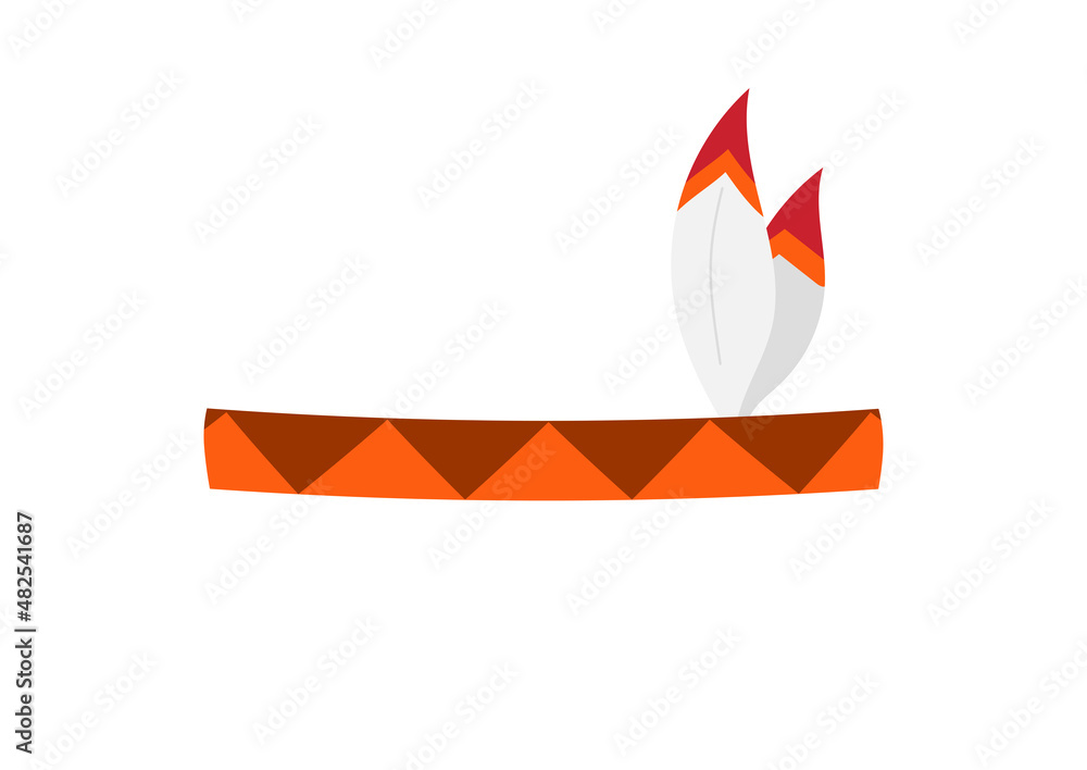 Indian hat with feathers carnival accessory icon isolated on white ...