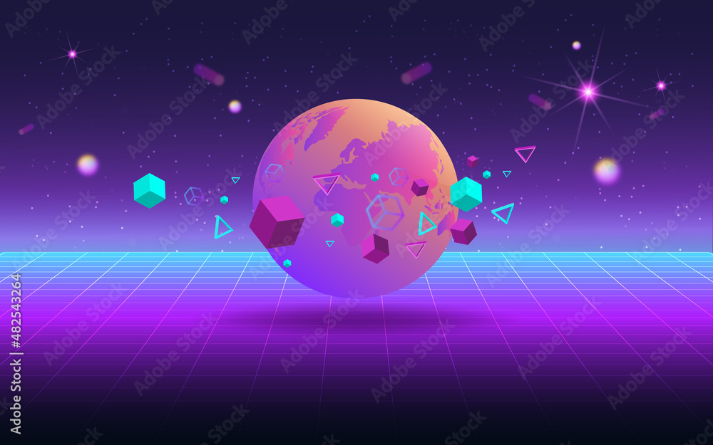 Concept of Future digital technology metaverse, colorful background ...