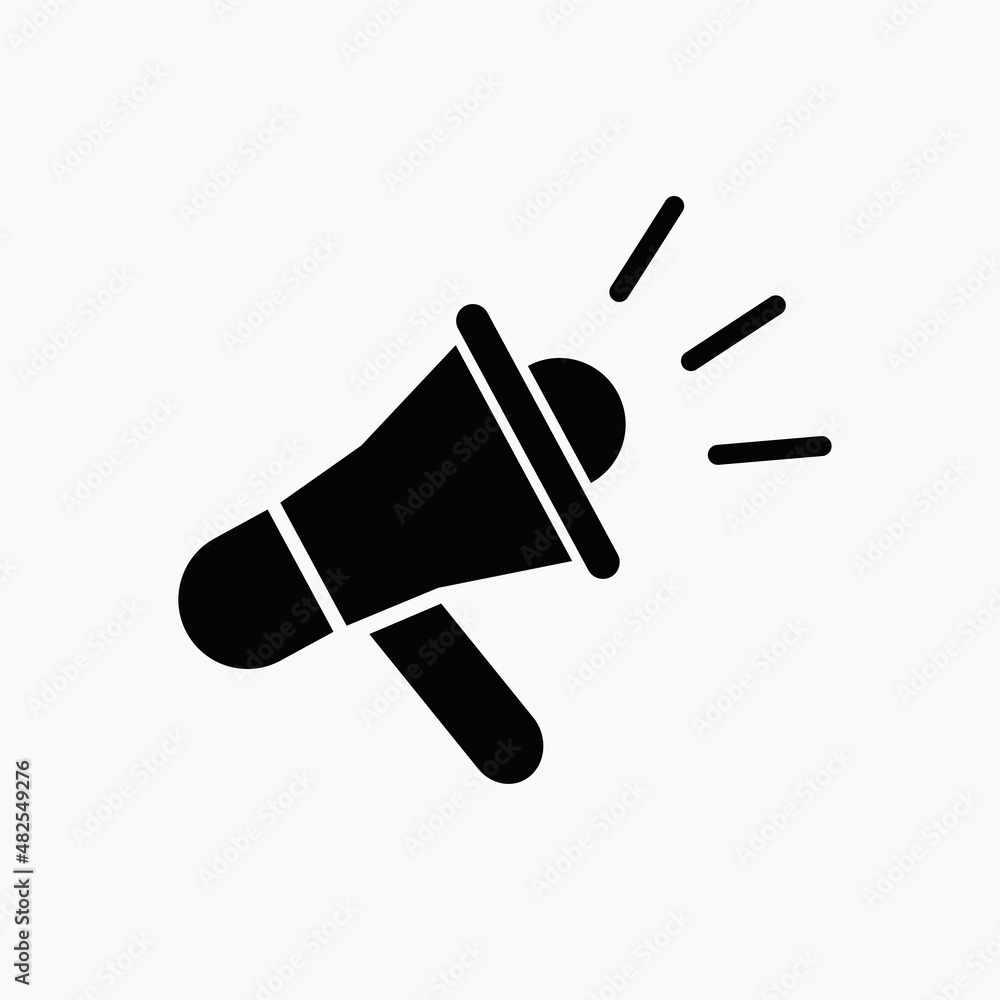 Megaphone music flat style icon shape symbol. Voice sound speech logo ...