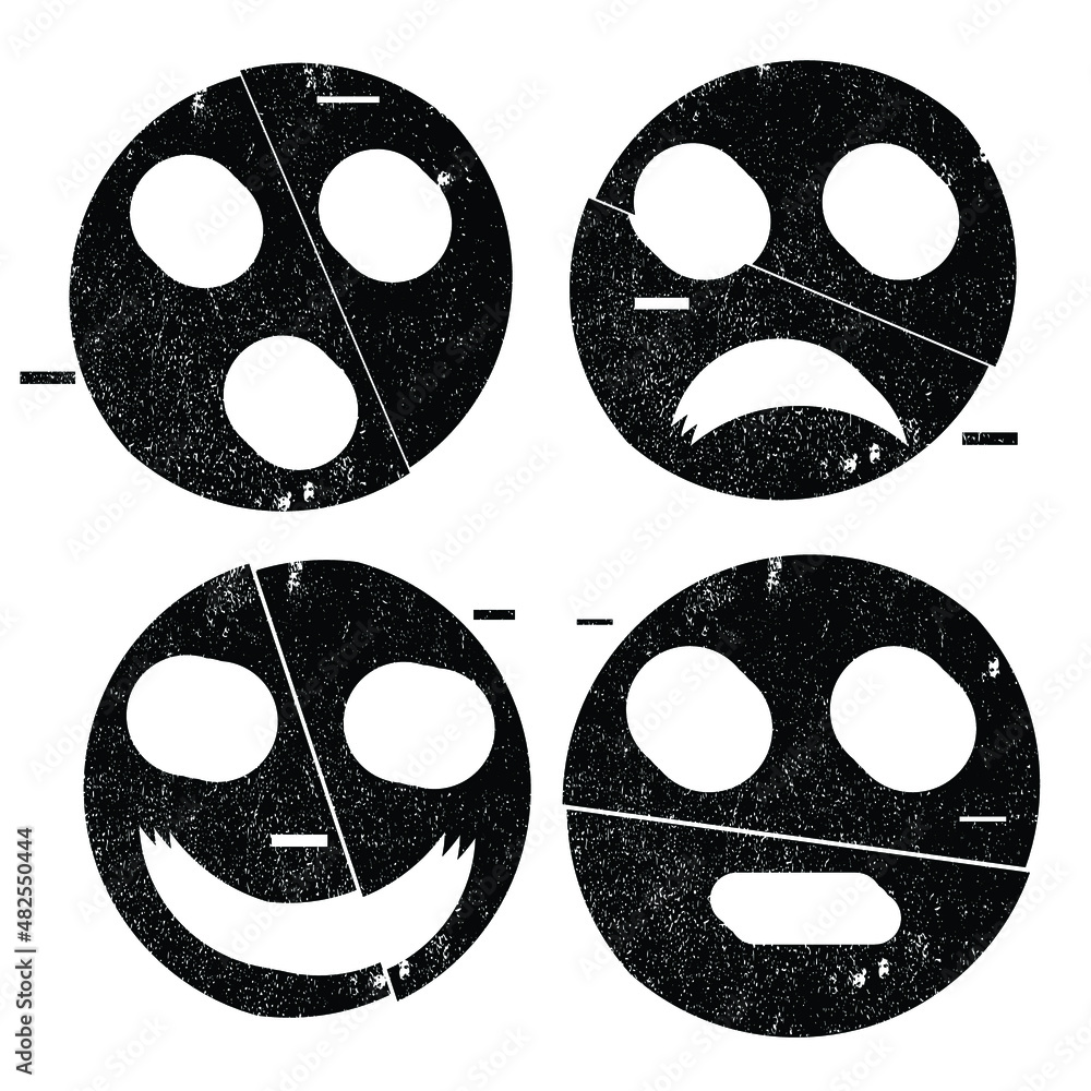 Glitch distorted geometric shape . Blurred emoji .Minimal art design ...