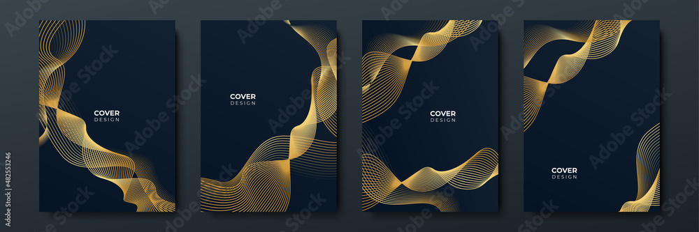 Elegant luxury black and gold cover design background with abstract ...