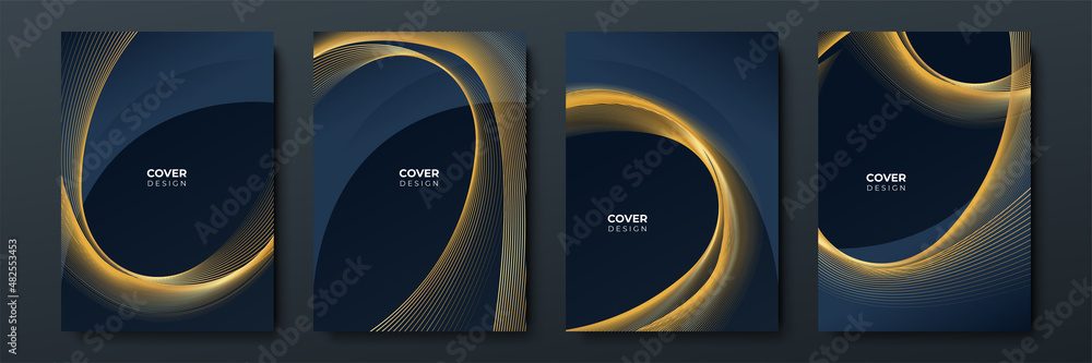 Elegant luxury black and gold cover design background with abstract ...