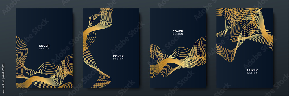 Elegant luxury black and gold cover design background with abstract ...