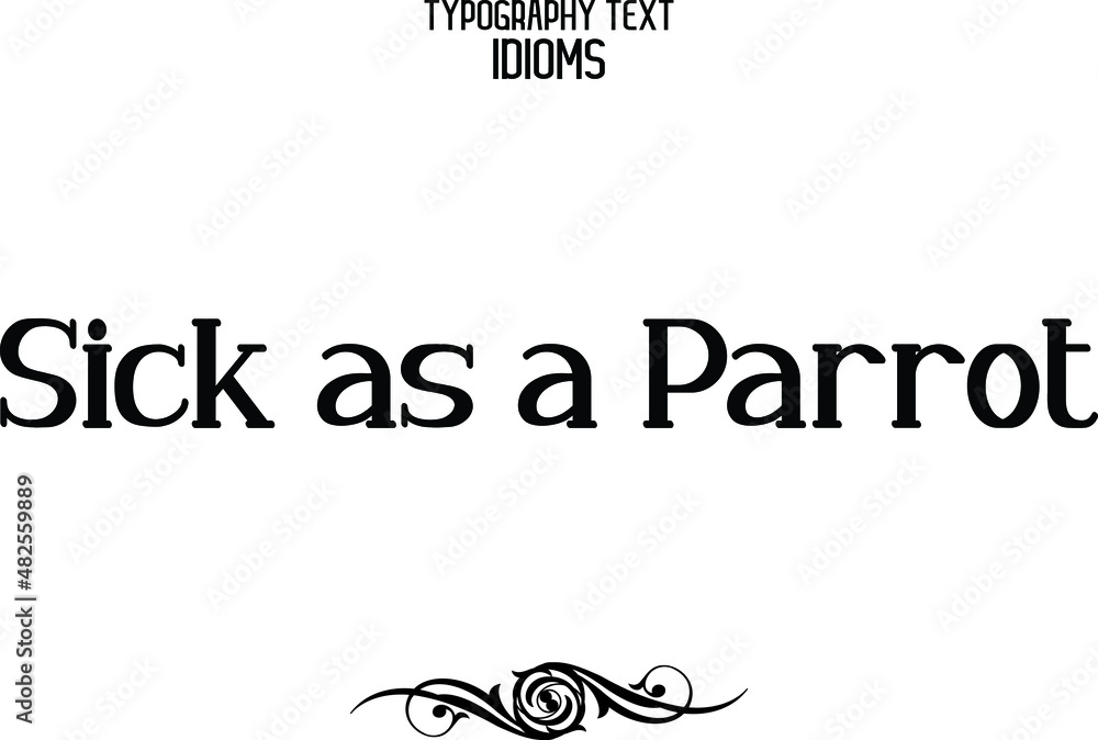 idiom Modern Cursive Text Lettering Phrase Sick as a Parrot. Stock ...