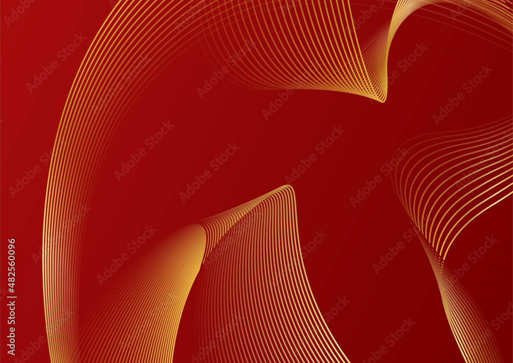 Modern luxury red and gold abstract wave line background banner ...