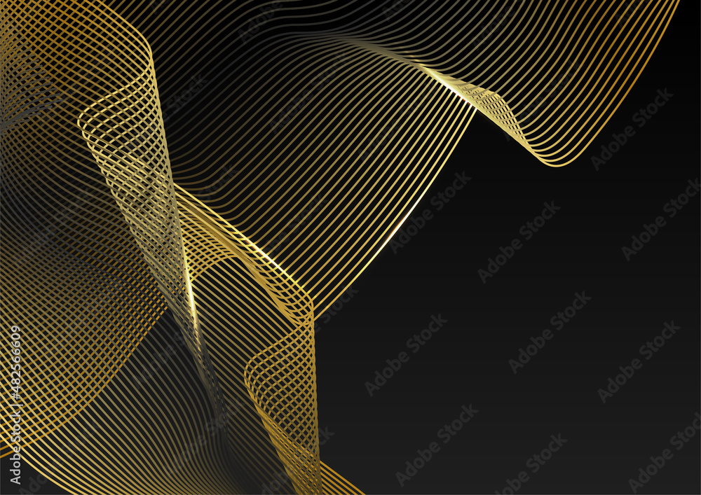 Abstract black and gold lines background with light effect Stock Vector ...