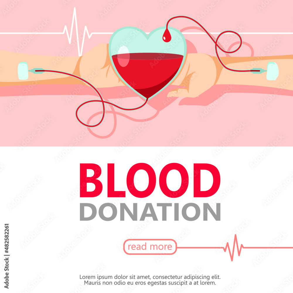 Blood donation day. Give life to be a hero. The donor arm is delivering ...