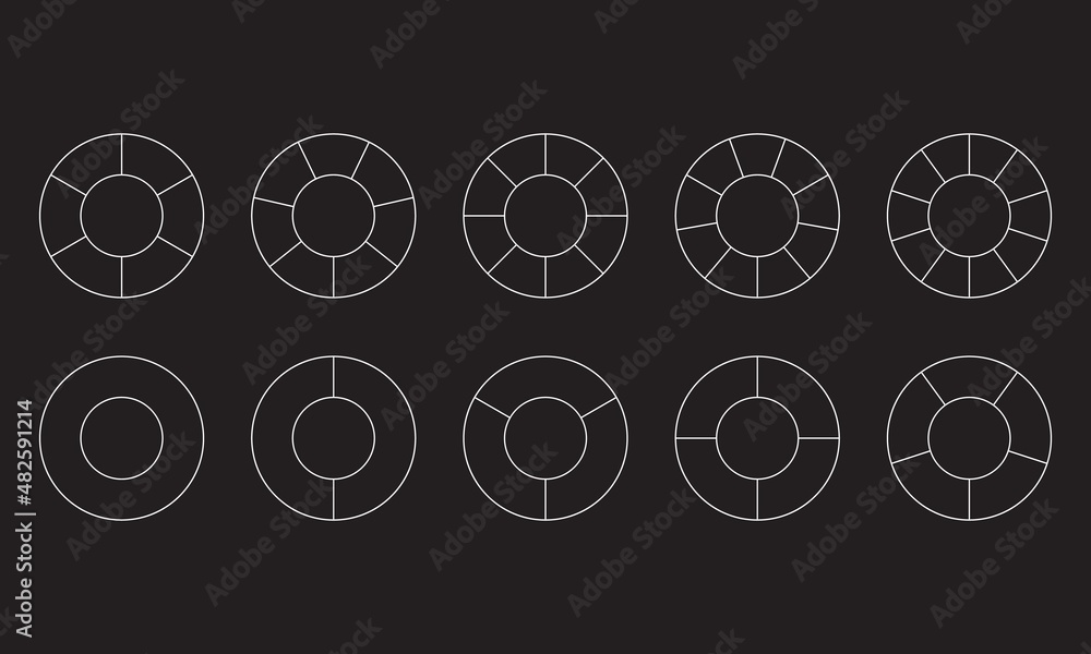 Pie chart set, icon. 2,3,4,5,6 segment infographic. Geometric element ... Pie chart set, icon. 2,3,4,5,6 segment infographic. Geometric element ...