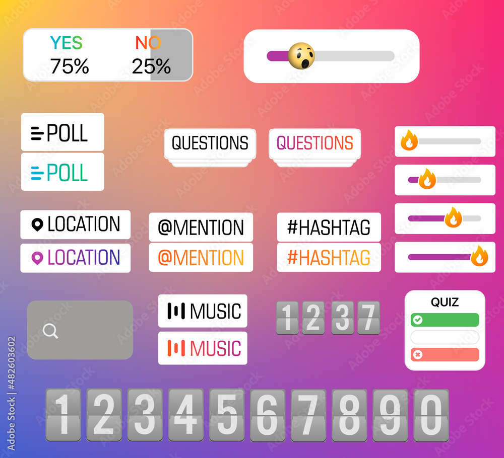 Social media interface stickers instagram, stories social media icons ...