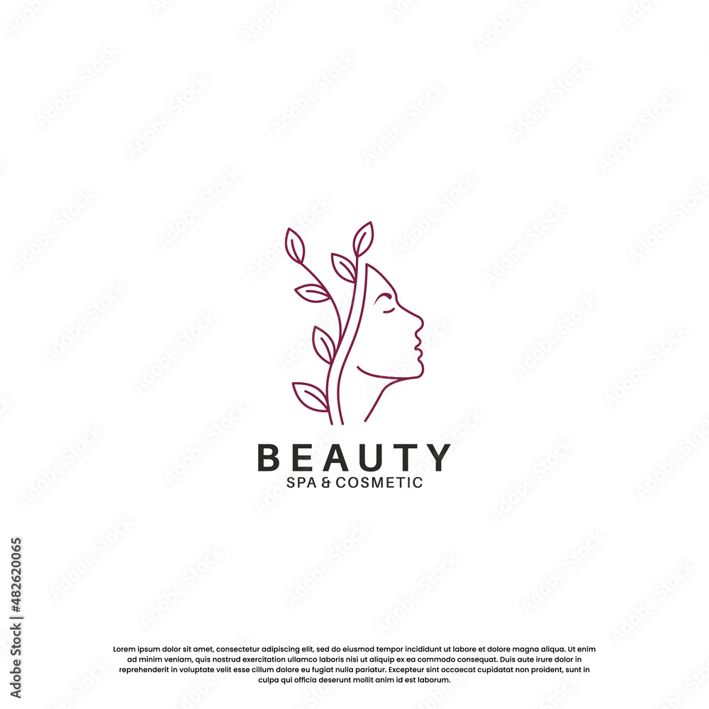pure beauty logo design. natural beauty woman cosmetic logo. Stock ...