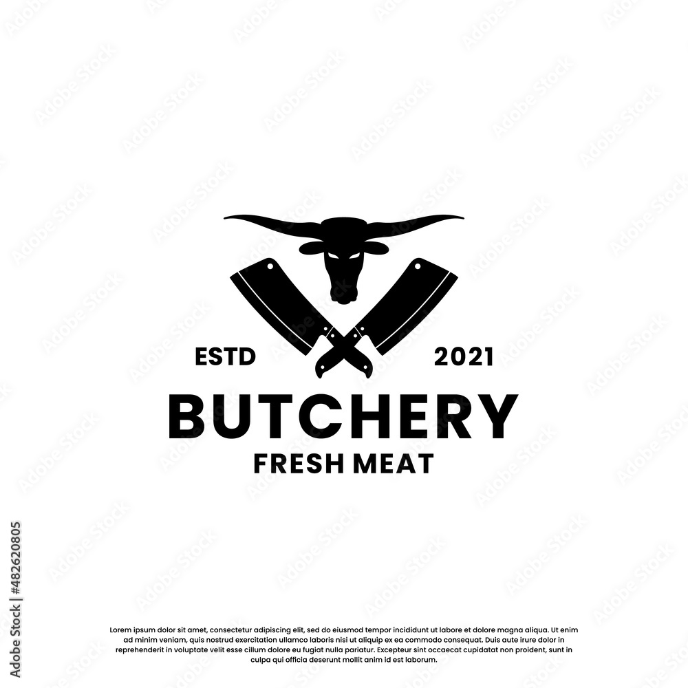 butchery logo design. butcher meat logo vintage Stock Vector | Adobe Stock