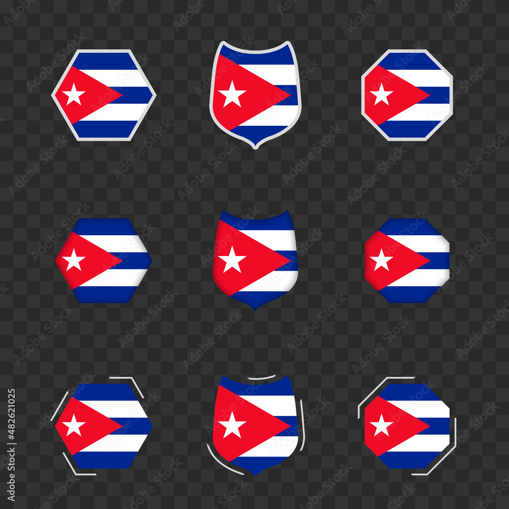 National symbols of Cuba on a dark transparent background, vector flags ...