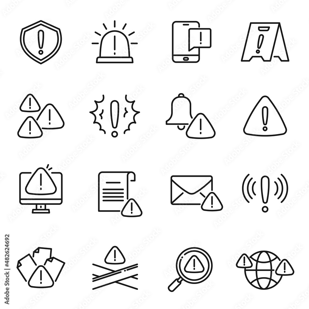 Attention Line Icon Collection Vector Illustration Warning Important attention-line-icon-collection-vector-illustration-warning-important