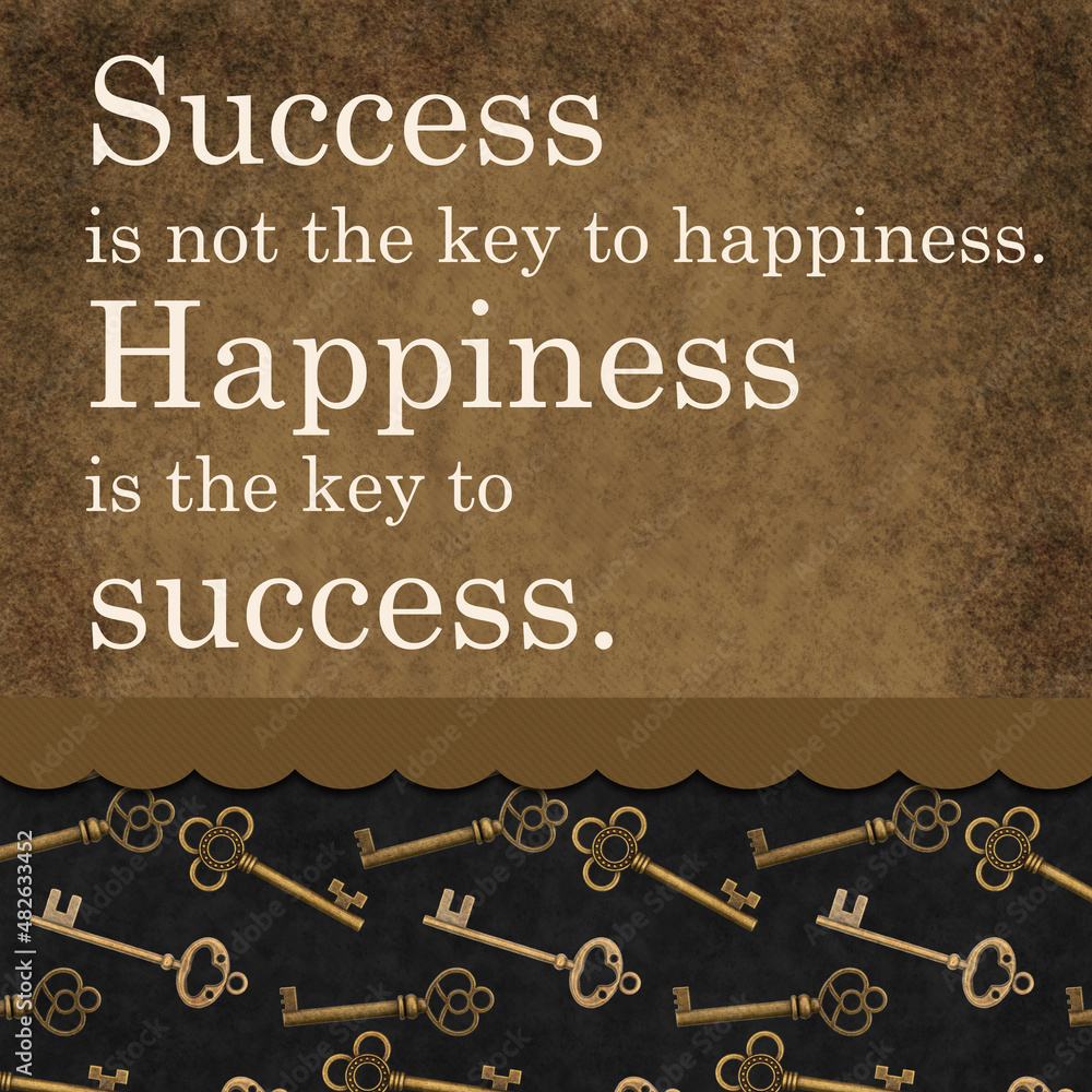 Happiness is the key to success message with gold keys Stock ...