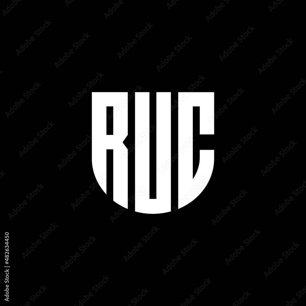 RUC letter logo design with black background in illustrator, vector ...