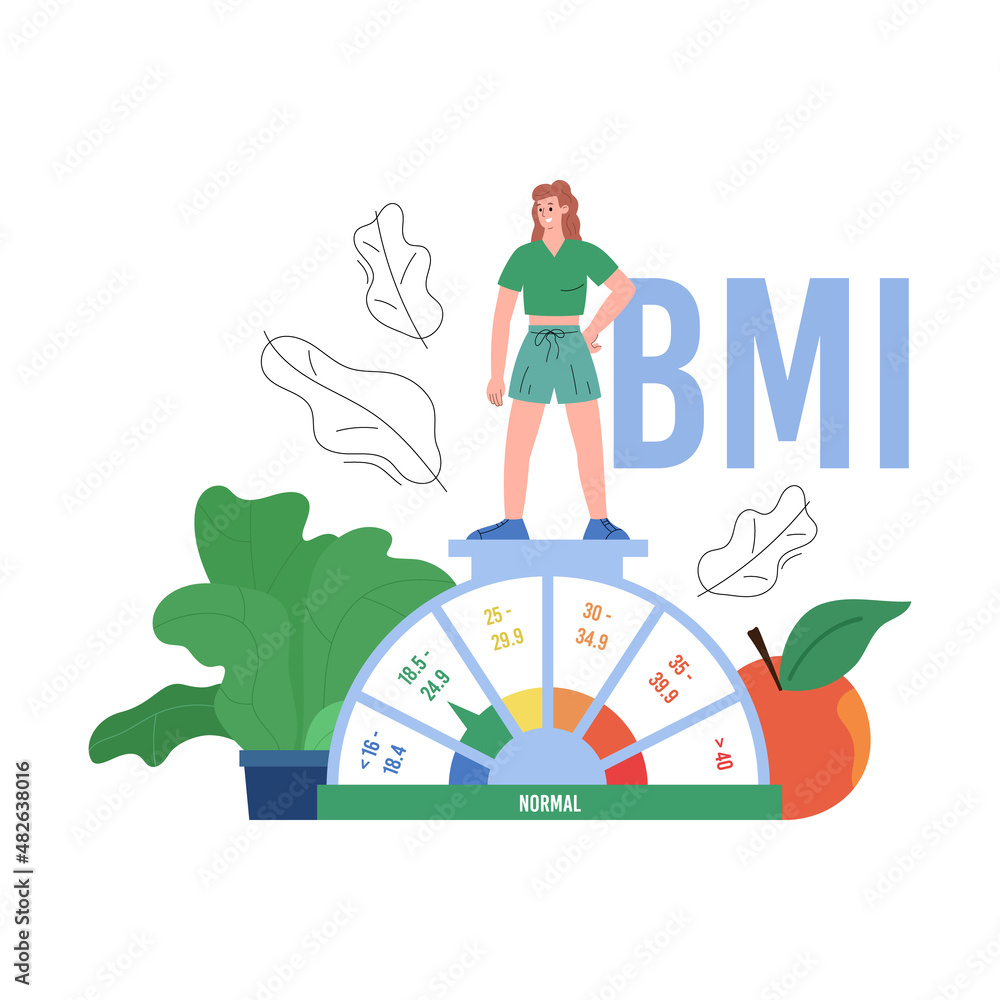 BMI body mass index or weight-to-height ratio flat vector illustration ...