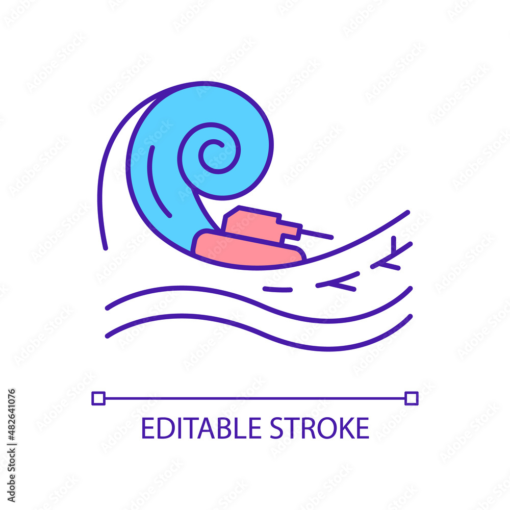 Cataclysm RGB color icon. Natural disaster. Flooding and deluge ...