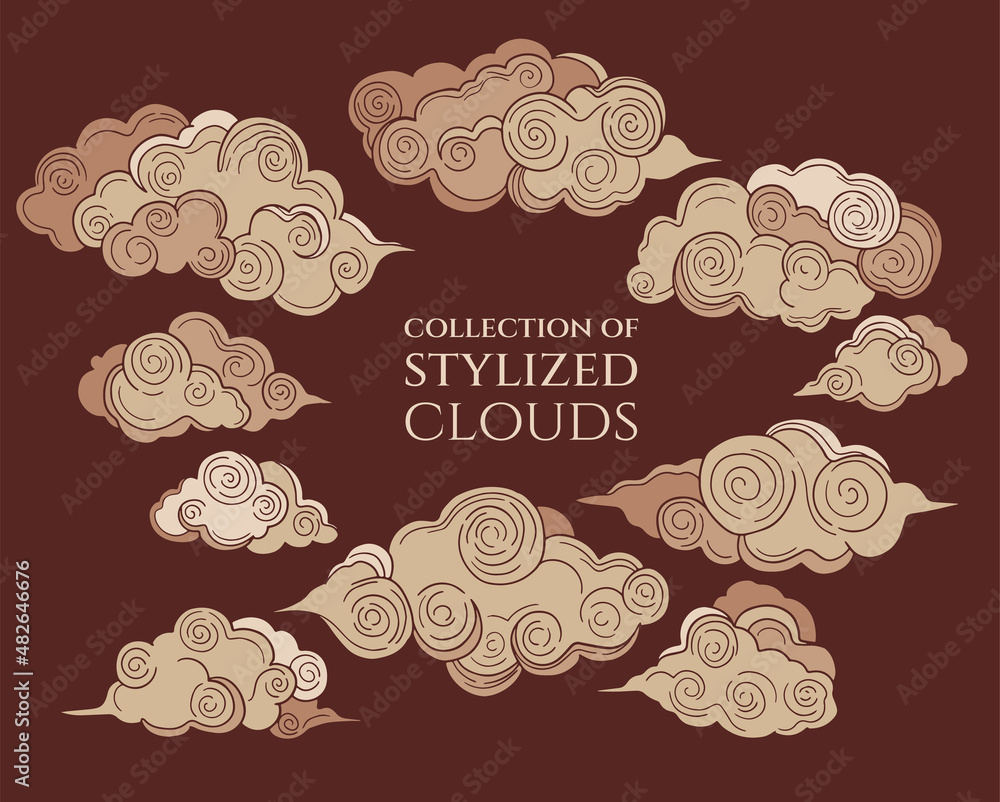 collection of stylized colored clouds Stock Vector | Adobe Stock