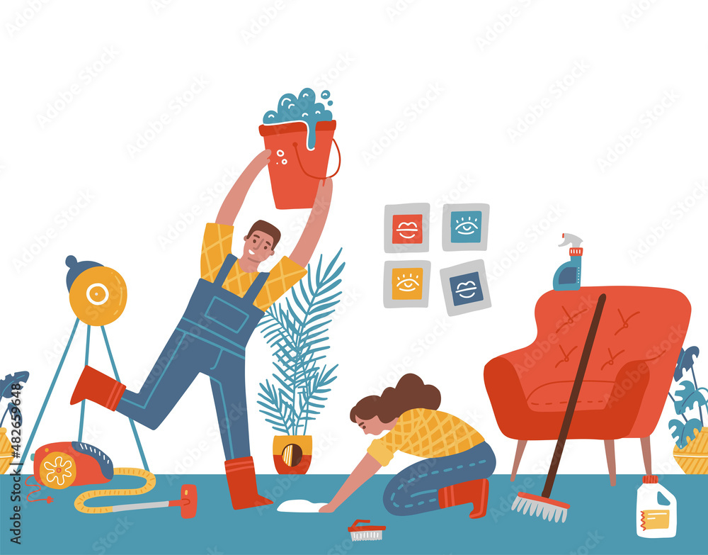 Man Cleaning House Clip Art