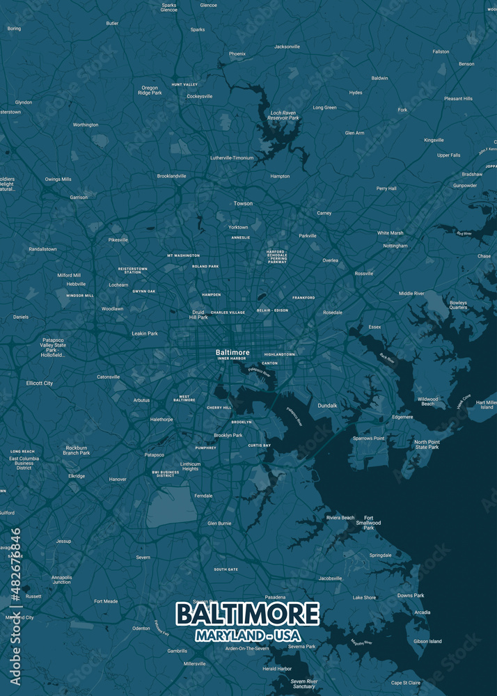 Poster Baltimore - Maryland map. Baltimore - Maryland road map ...