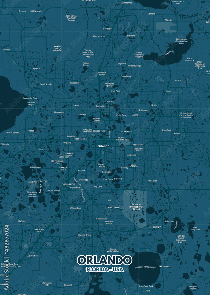 Poster Orlando - Florida map. Orlando - Florida road map. Illustration ...