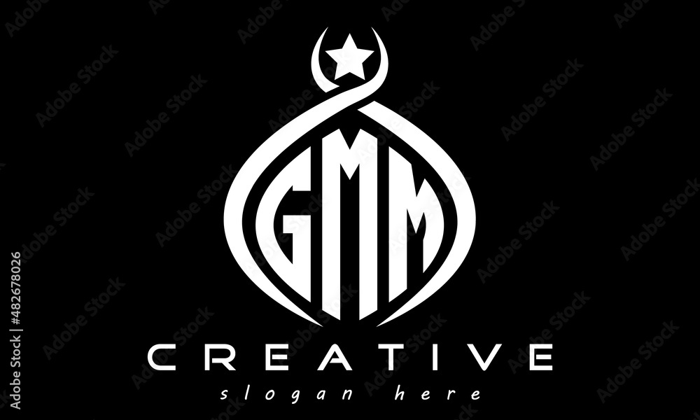 three letters GMM monogram curved oval initial logo design, geometric ...