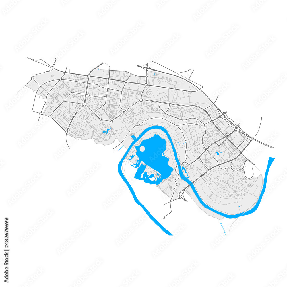 Cergy, France Black and White high resolution vector map Stock Vector ...