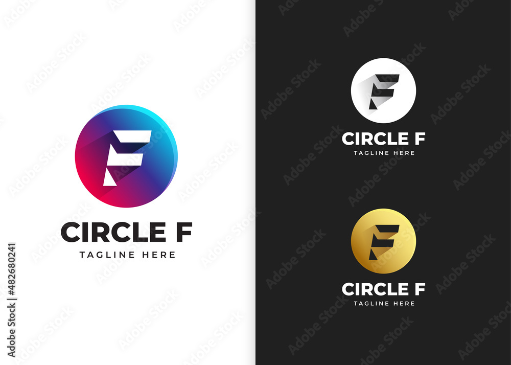 Letter F logo vector illustration with circle shape design Stock Vector ...