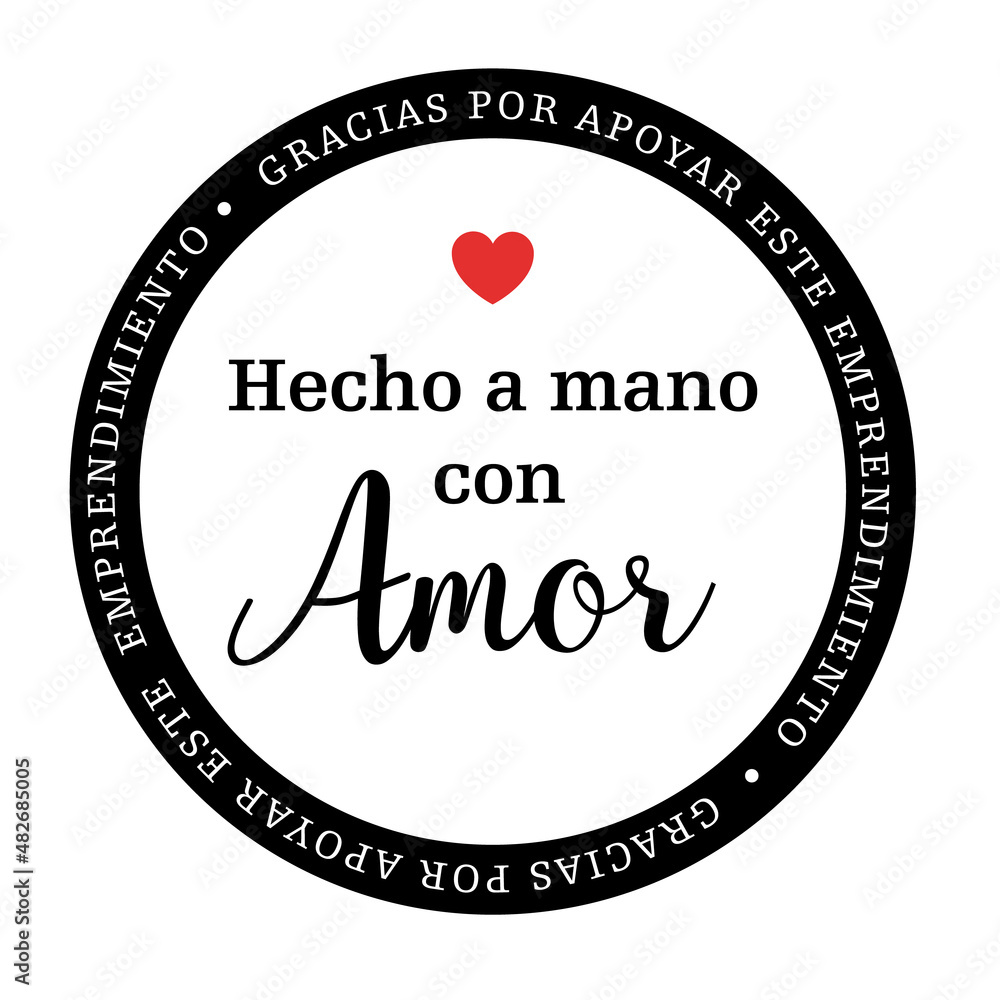 hecho a mano con amor - gracias compra Stock Vector | Adobe Stock