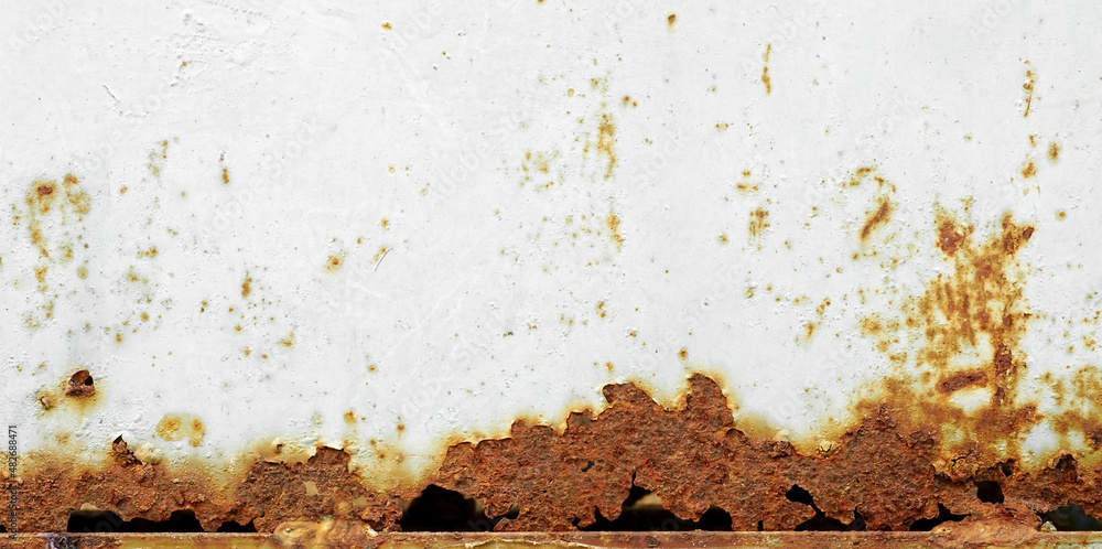 Rust of metals.Corrosive Rust on old iron white.Use as illustration for ...