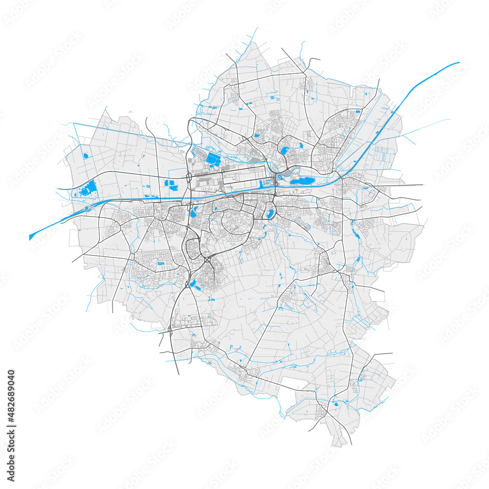 Vetor de Wolfsburg, Germany Black and White high resolution vector map ...