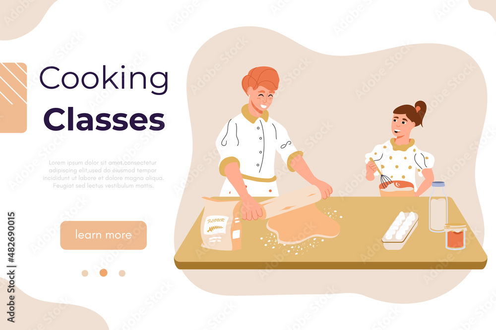 Cooking class vector banner. Culinary school for children. Workshop or ...